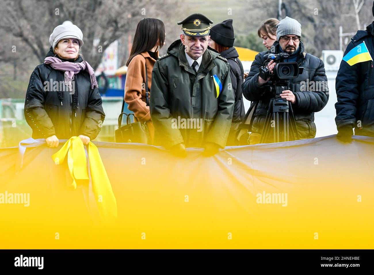 ZAPORIZHZHIA, UKRAINE - FEBRUARY 16, 2022 - ATO participant, director ...