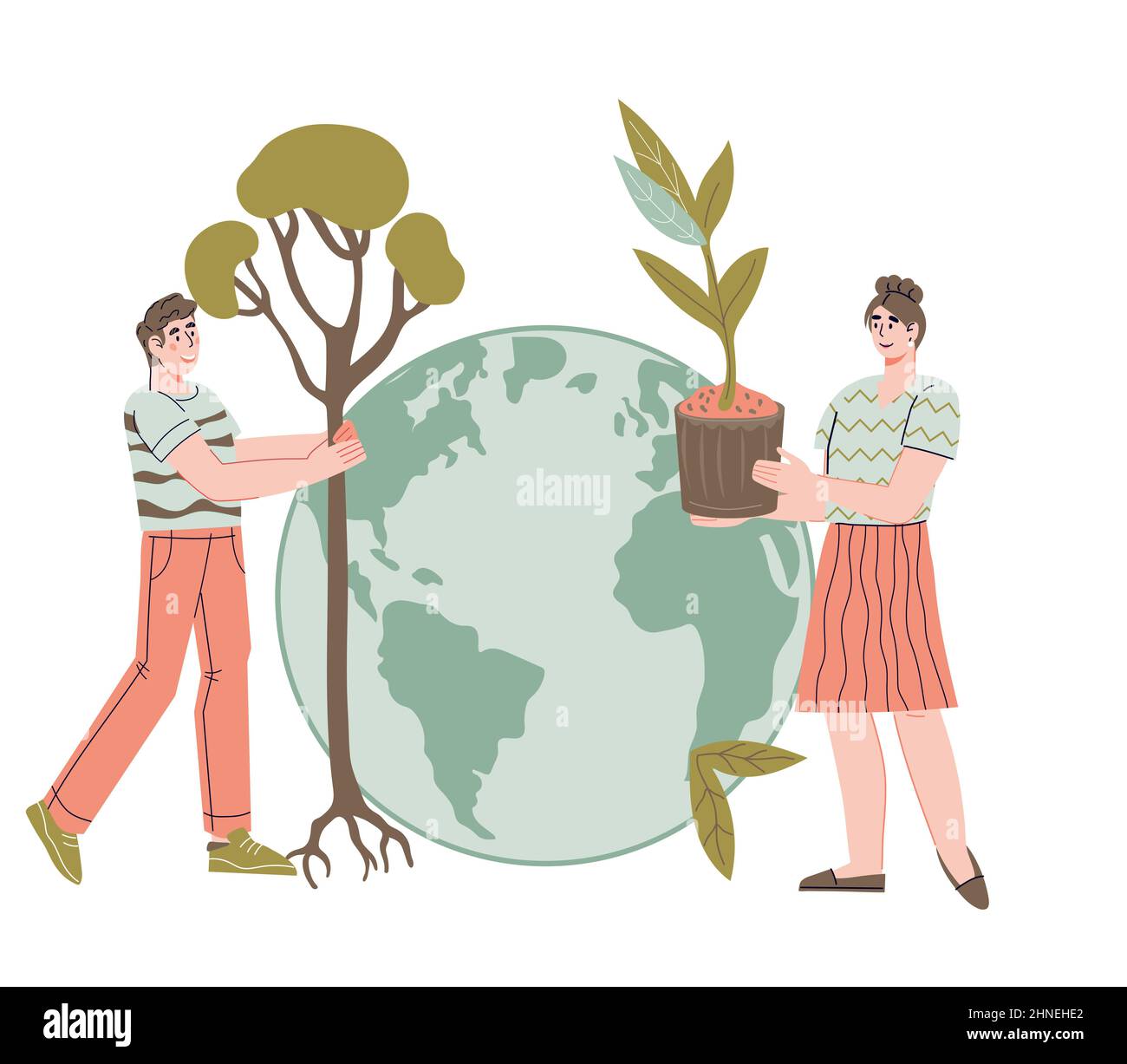 Environment conservation, planet greening and ecology, save the earth ...