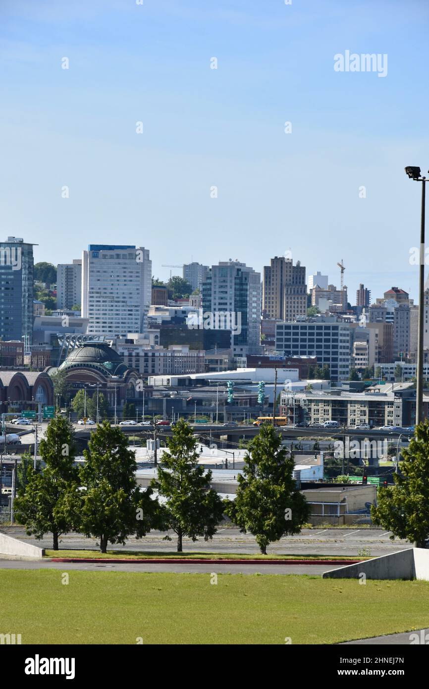 Views around downtown Tacoma, Washington featuring the Museum of Glass ...