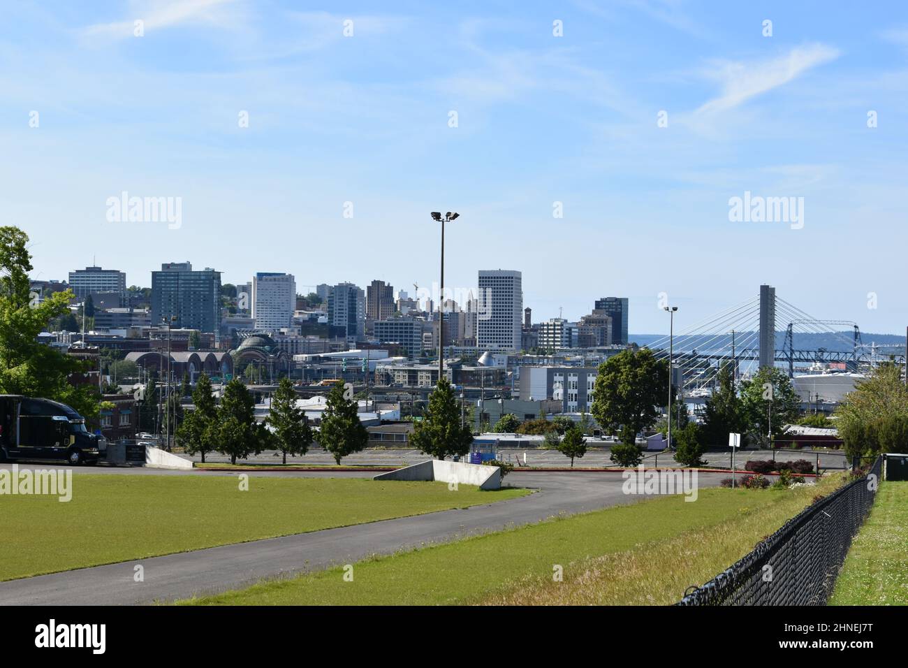 Views around downtown Tacoma, Washington featuring the Museum of Glass ...