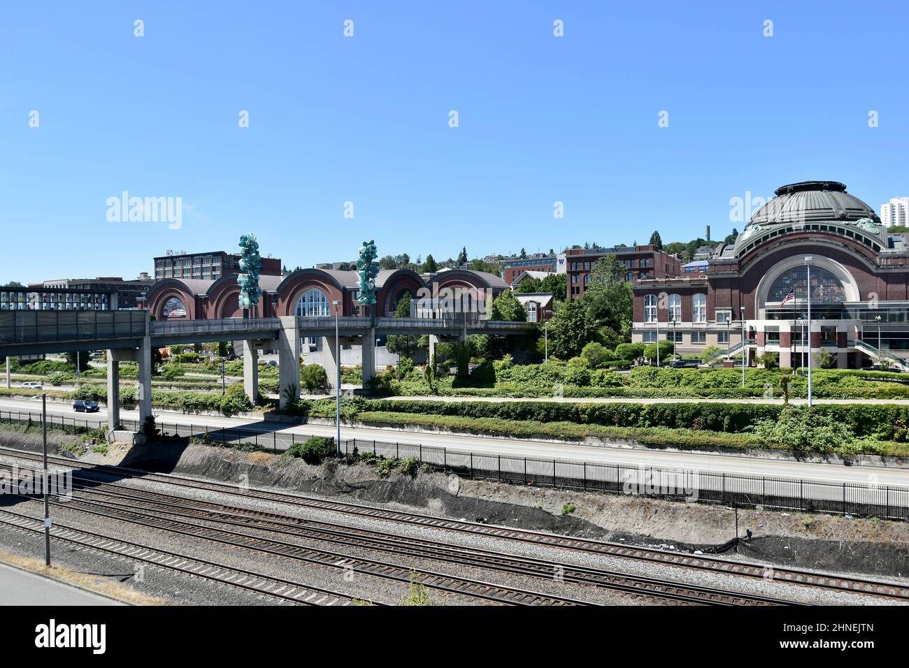 Views around downtown Tacoma, Washington featuring the Museum of Glass ...