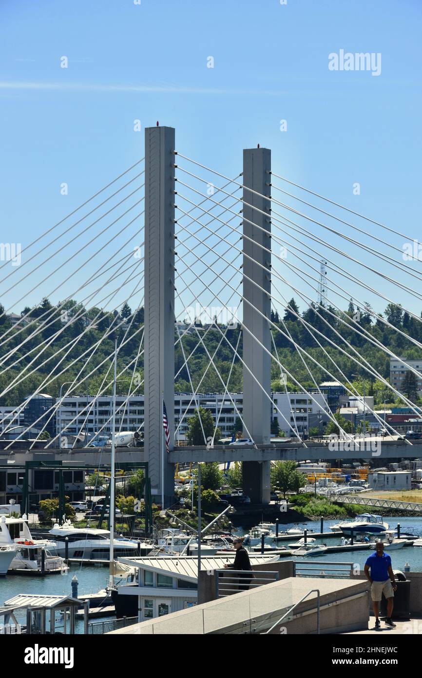 Views around downtown Tacoma, Washington featuring the Museum of Glass ...