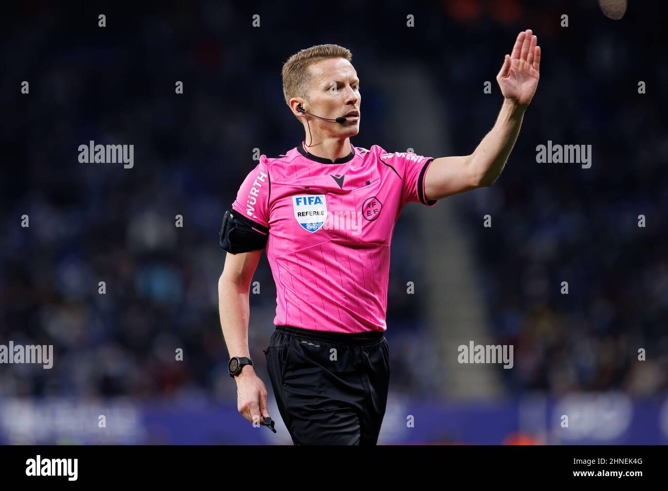 BARCELONA - FEB 13: The referee Hernandez Hernandez in action during ...