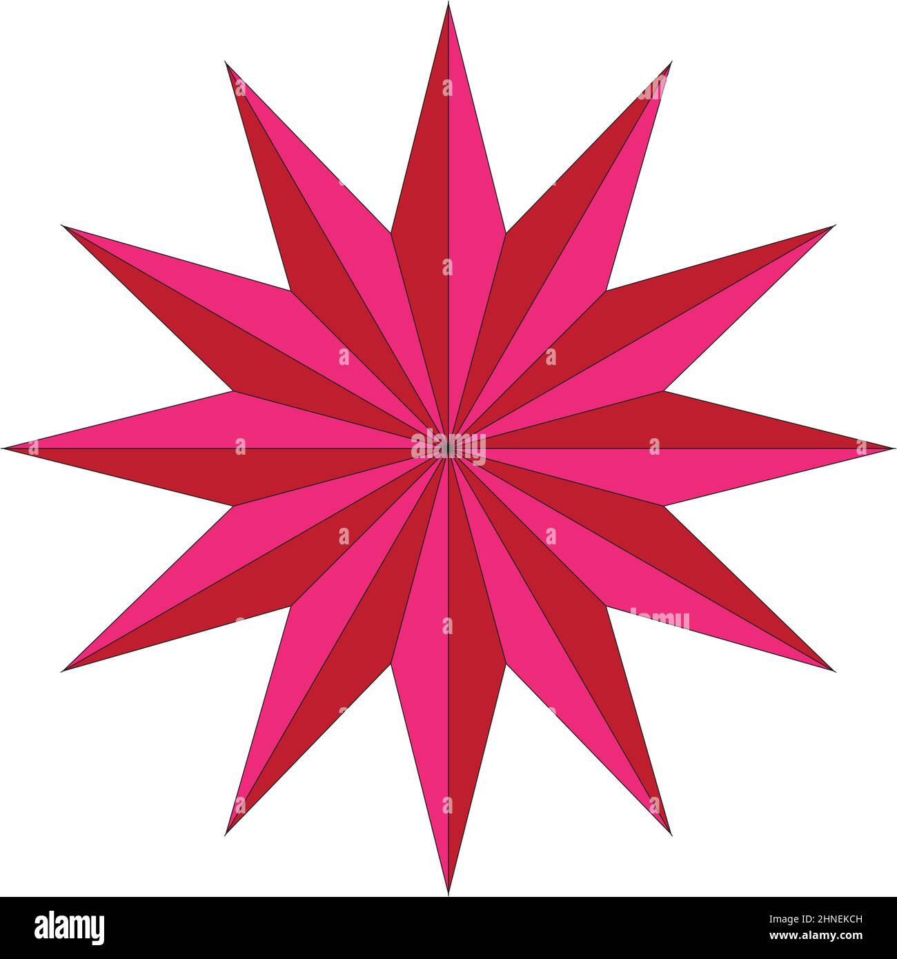 Vector image of a star with twelve points. The 3D effect was achieved ...