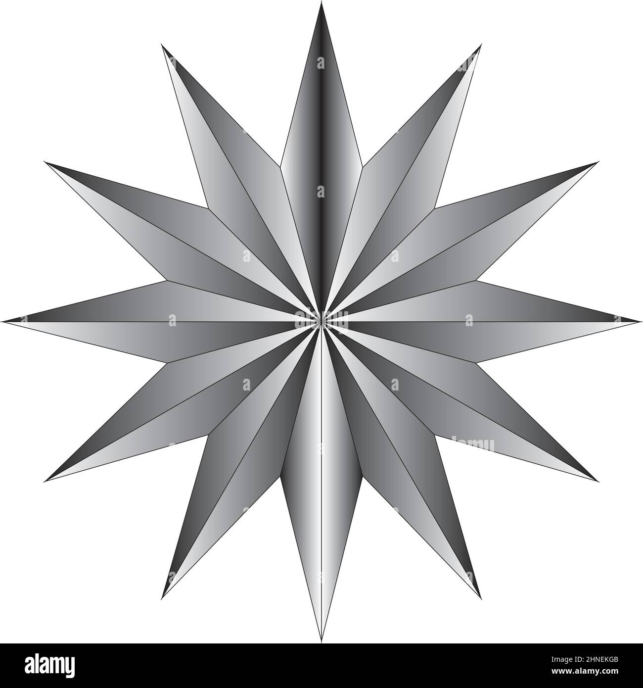 Vector image of a star with twelve points. The 3D effect was achieved ...