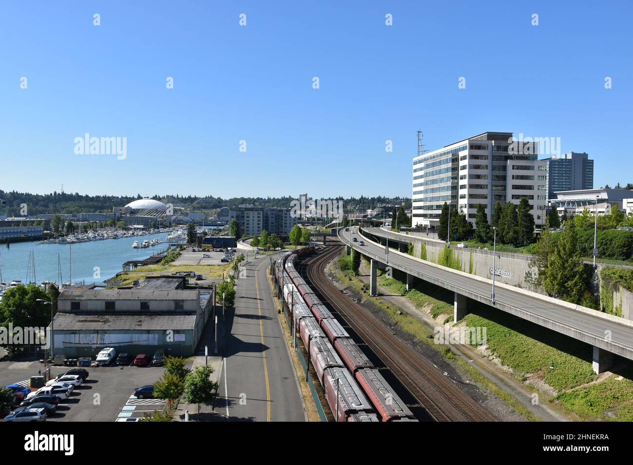 Views around downtown Tacoma, Washington featuring the Museum of Glass ...