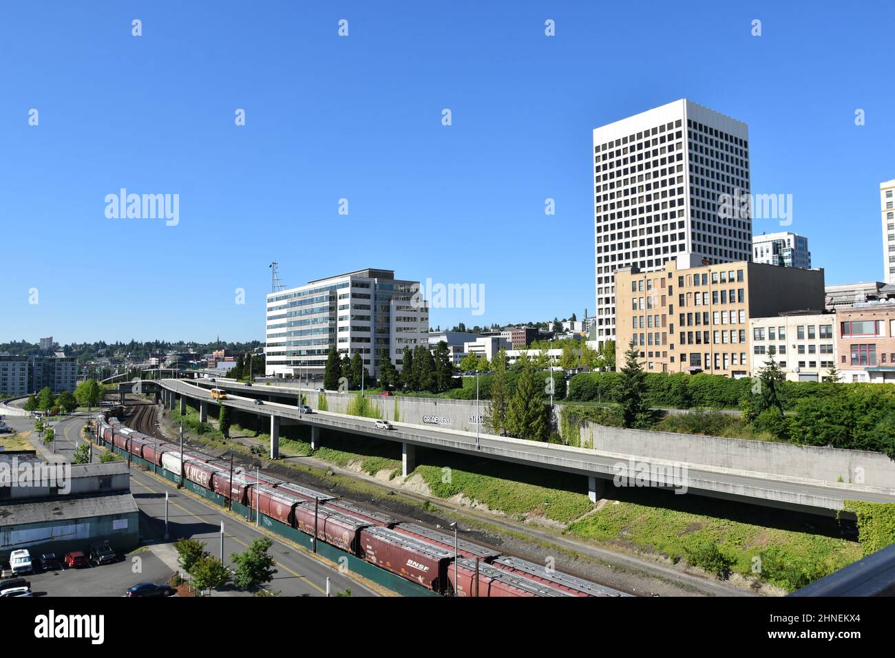 Views around downtown Tacoma, Washington featuring the Museum of Glass ...