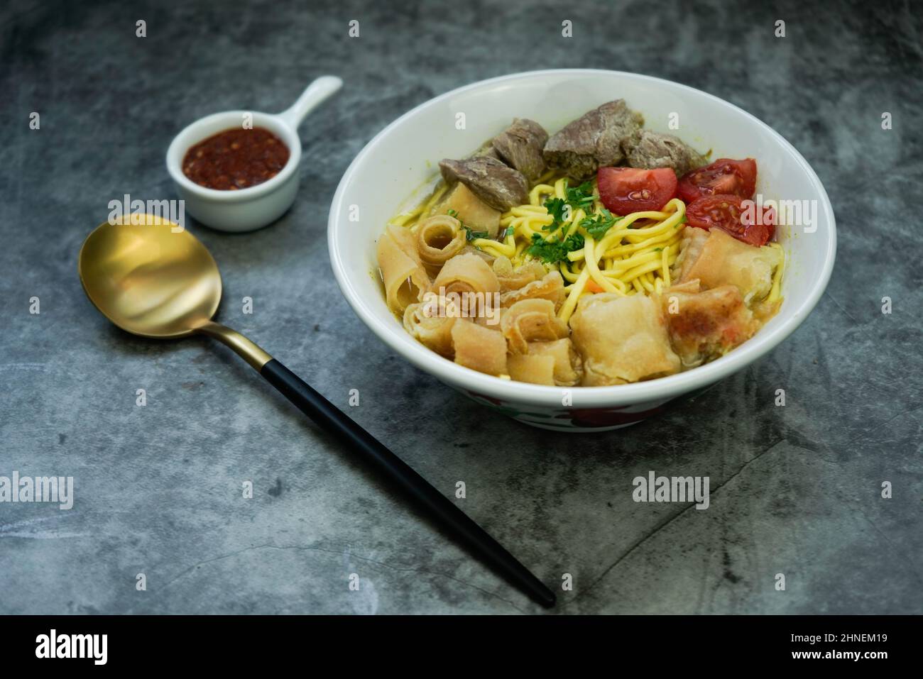 Soto Mie Bogor, traditional noodles soup from West Java ,Indonesia ...