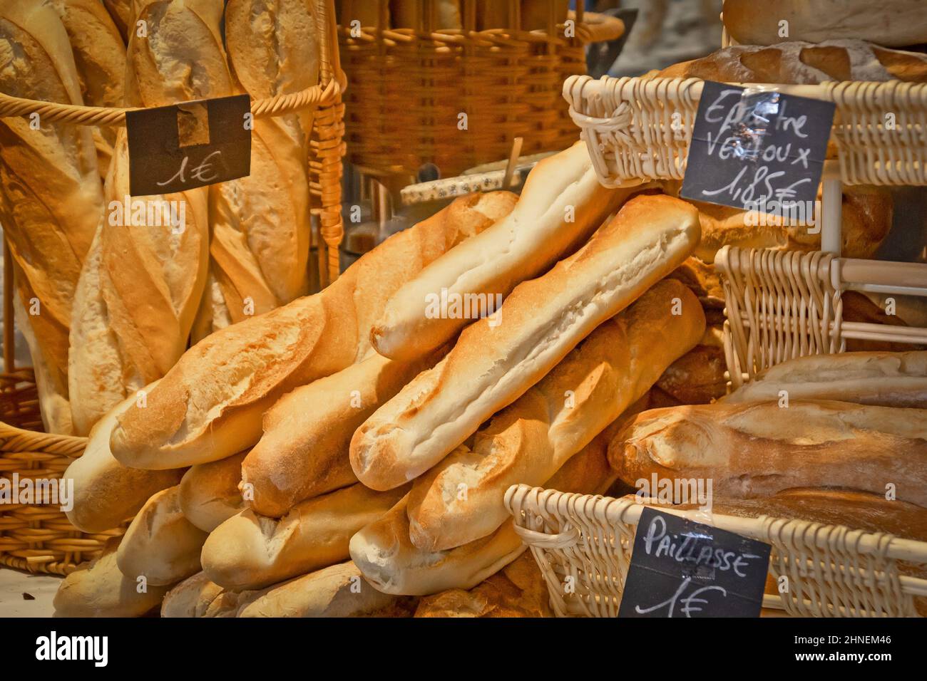 Bread Display In A Bakery Stock Photo Alamy