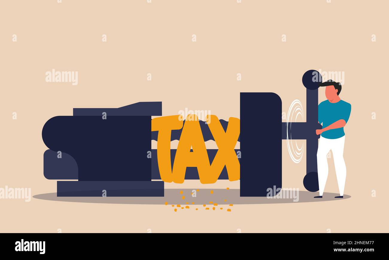 Tax reduce and loss money. Business reduction and recession dollar with ...