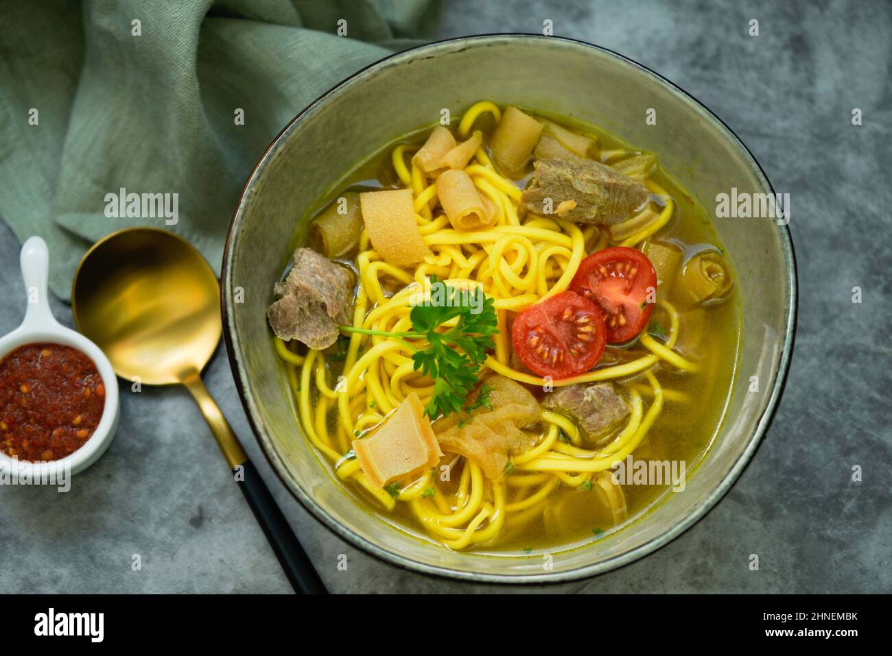 Soto Mie Bogor, traditional noodles soup from West Java ,Indonesia ...