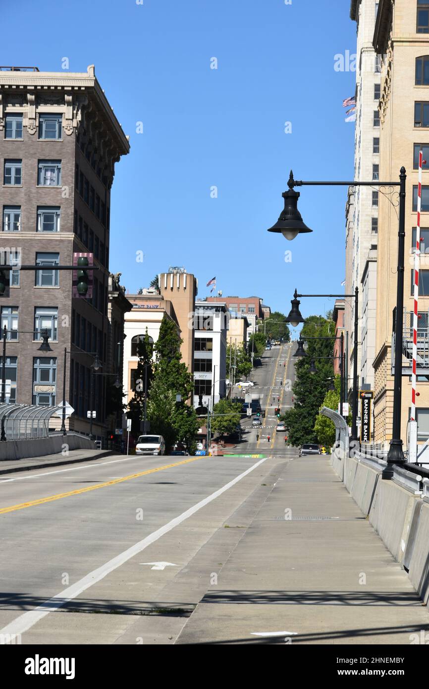 Views around downtown Tacoma, Washington featuring the Museum of Glass ...