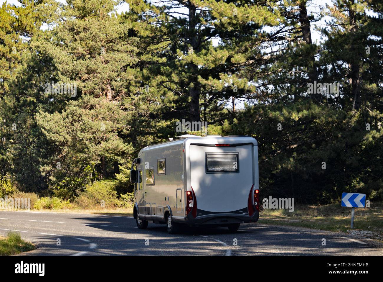 rolling motorhome seen from behind Stock Photo - Alamy