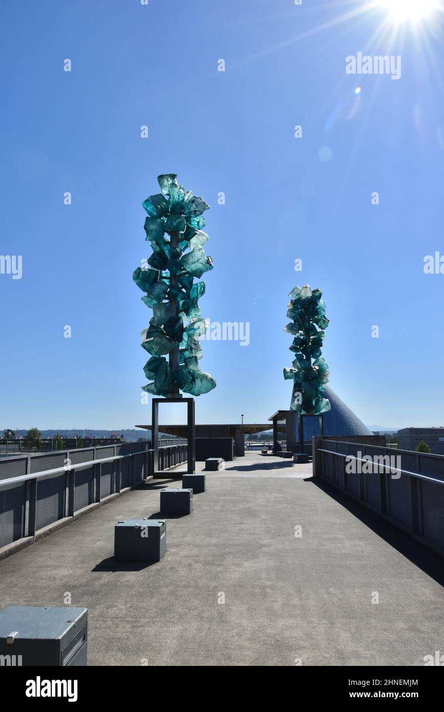 Views around downtown Tacoma, Washington featuring the Museum of Glass ...