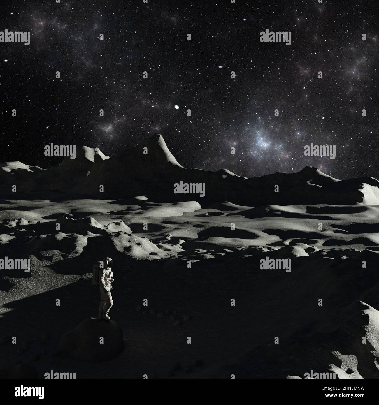 3D-illustration of an astronaut exploring the moon Stock Photo - Alamy