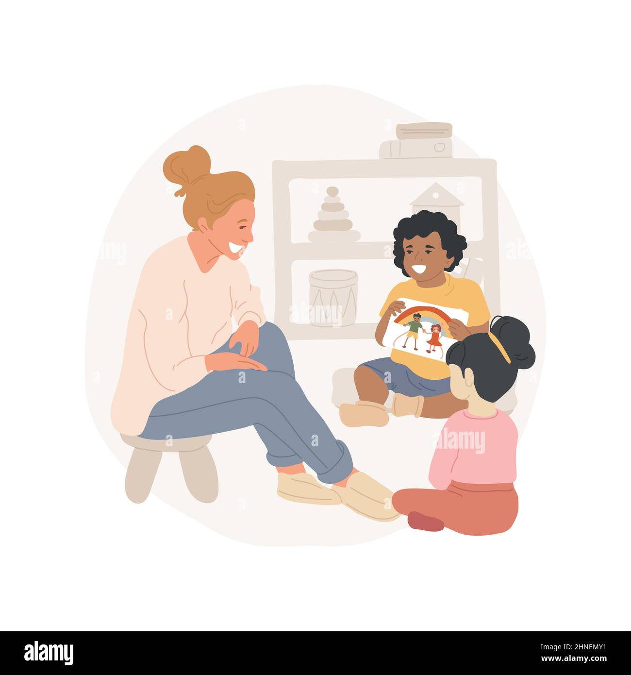 Picture storytelling isolated cartoon vector illustration Child creates ...