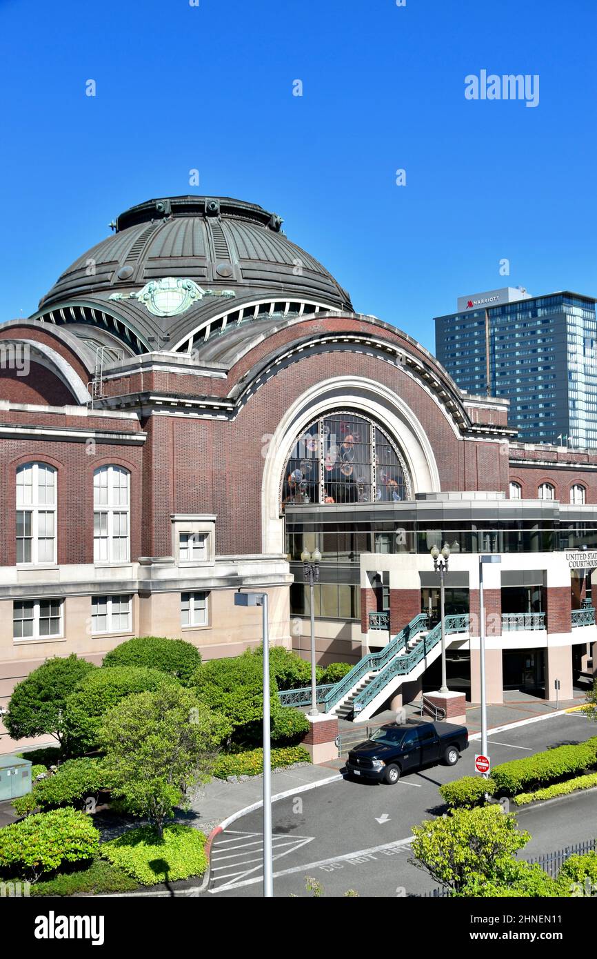 Views around downtown Tacoma, Washington featuring the Museum of Glass ...