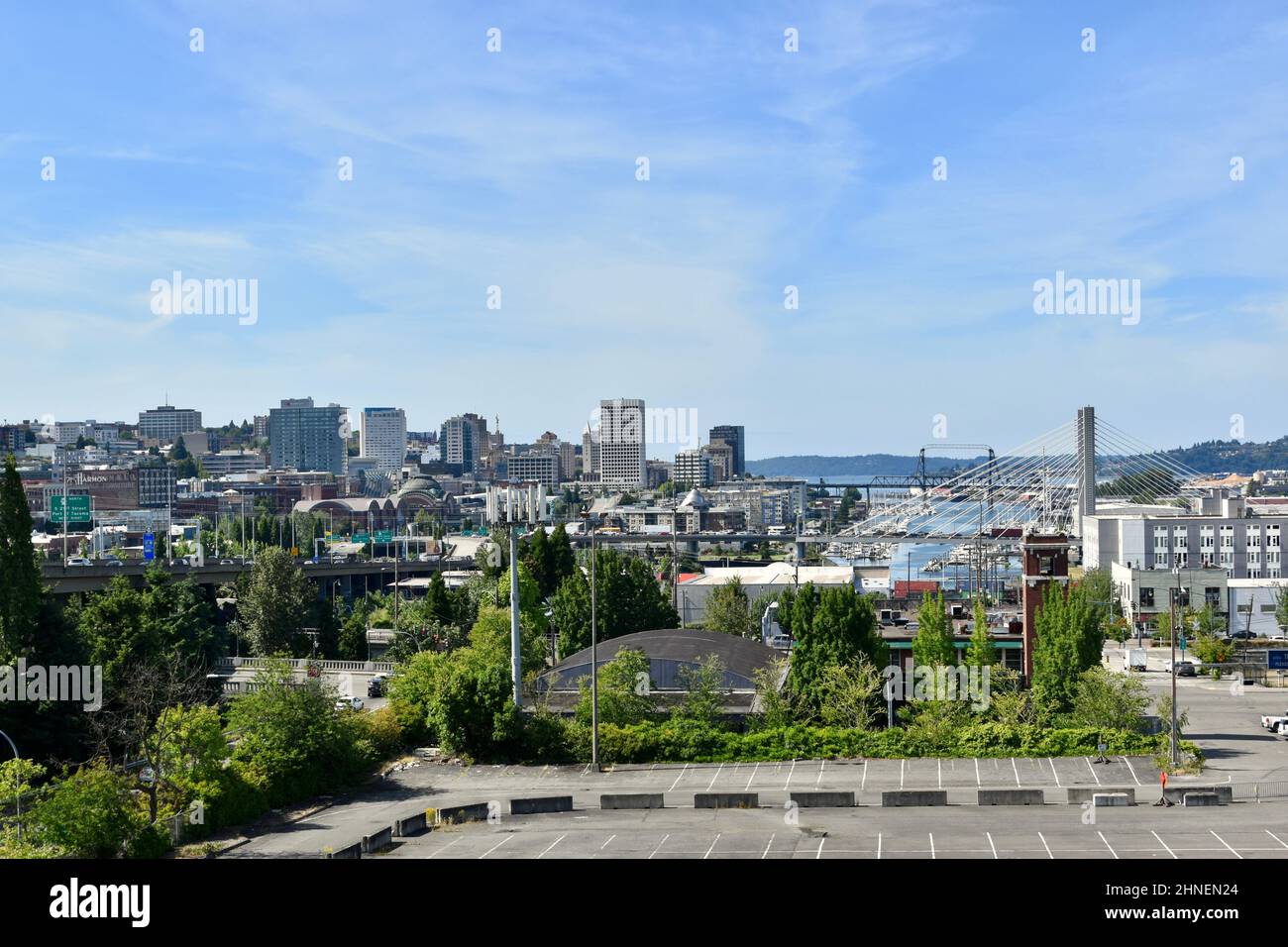 Views around downtown Tacoma, Washington featuring the Museum of Glass ...