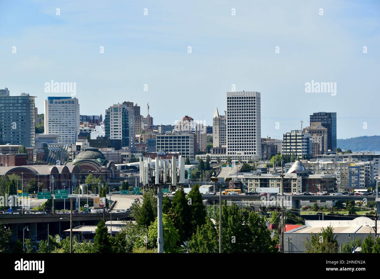 Views around downtown Tacoma, Washington featuring the Museum of Glass ...