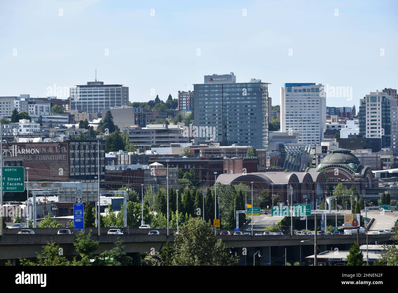 Views around downtown Tacoma, Washington featuring the Museum of Glass ...