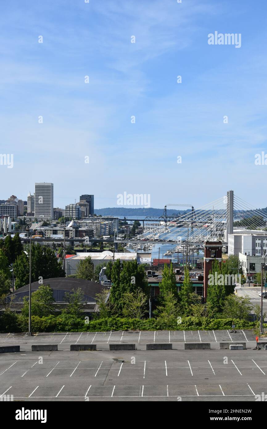 Views around downtown Tacoma, Washington featuring the Museum of Glass ...