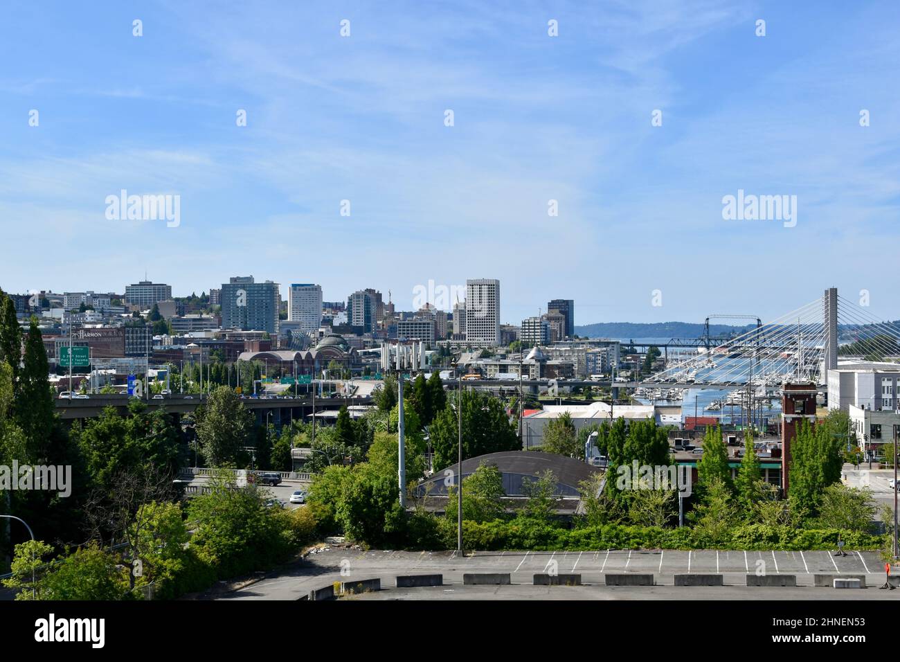 Views around downtown Tacoma, Washington featuring the Museum of Glass ...