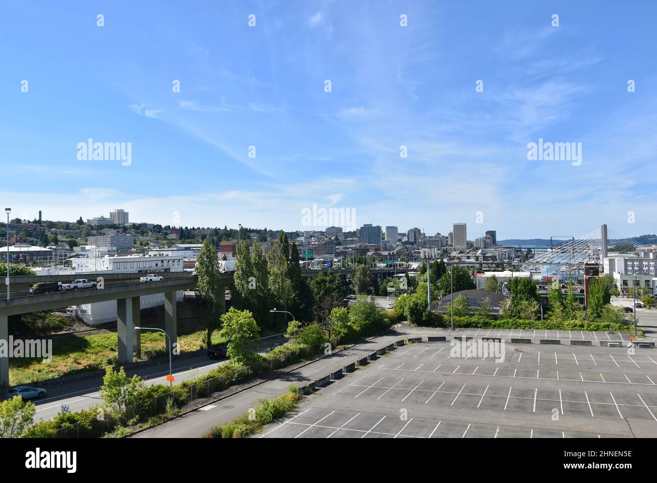 Views around downtown Tacoma, Washington featuring the Museum of Glass ...