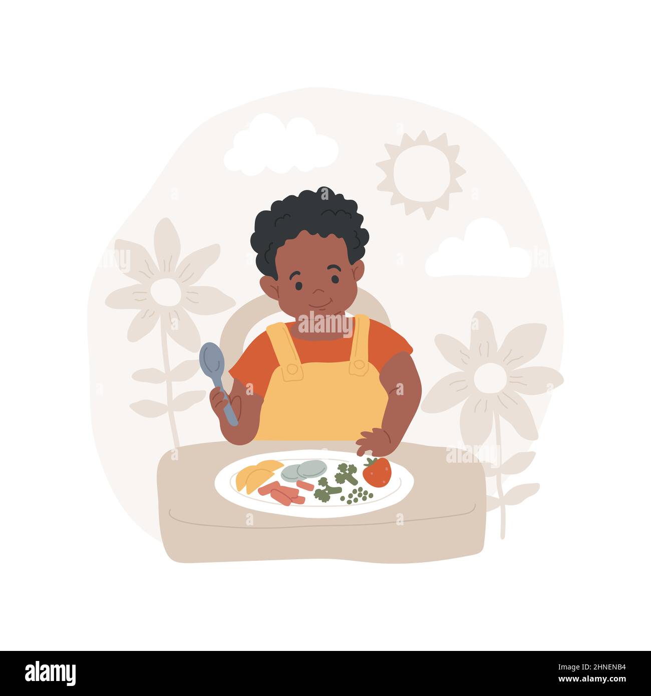 Trying new foods isolated cartoon vector illustration Baby discover new ...