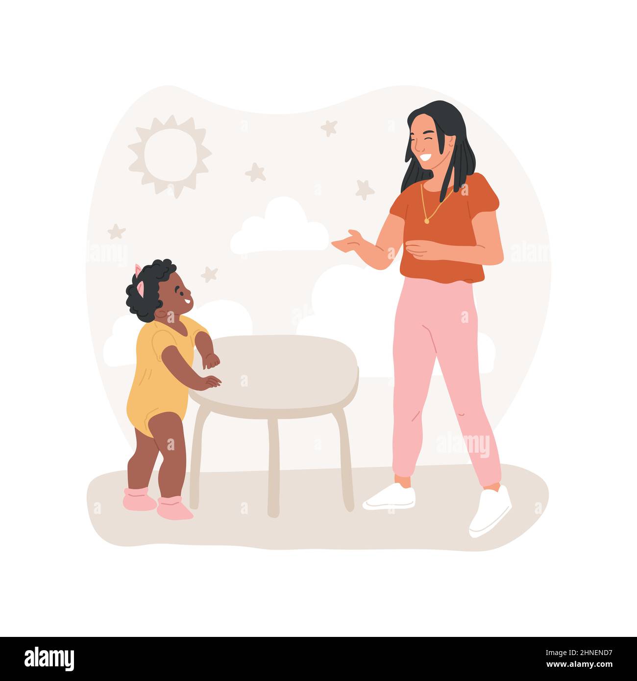 Learning to stand up isolated cartoon vector illustration Infant learns ...