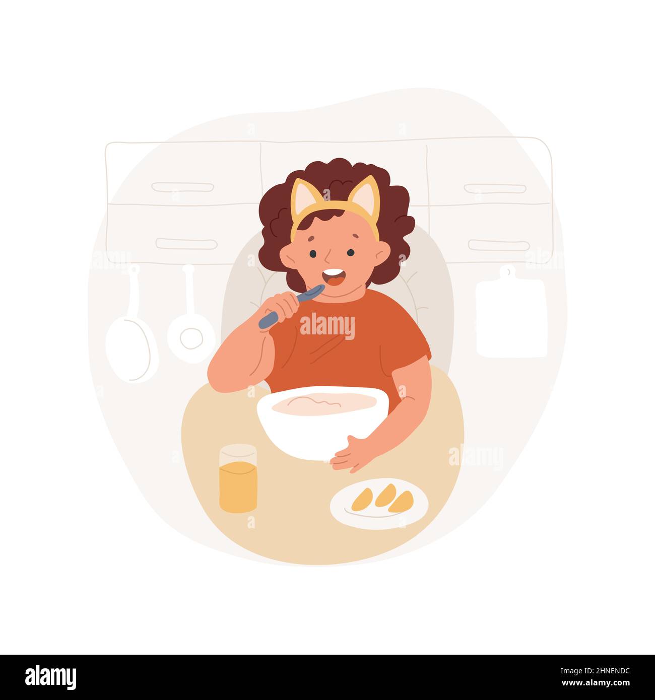 Learning to hold a spoon isolated cartoon vector illustration Self ...