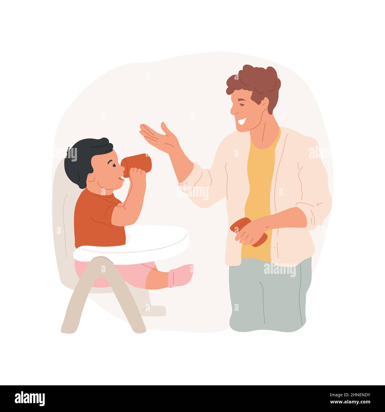 Learn drinking from a cup isolated cartoon vector illustration Child ...