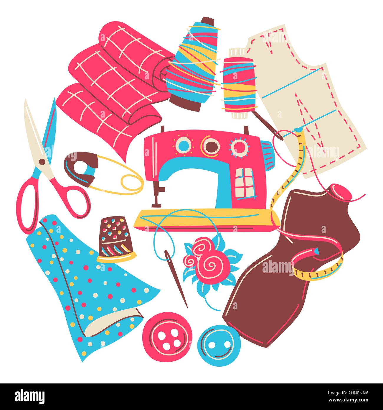 Sewing machine items Stock Vector Images - Alamy