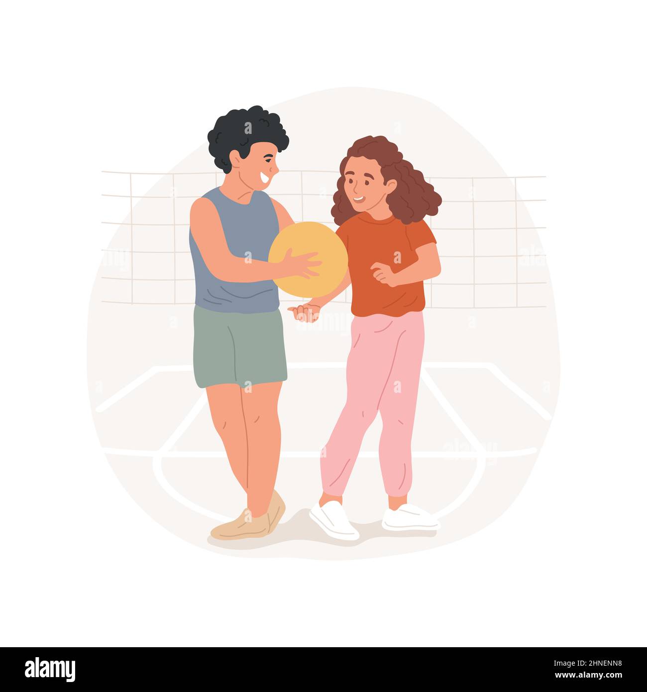 Team building sports isolated cartoon vector illustration Kid passing a ...