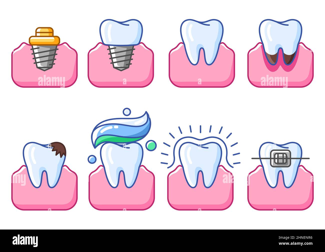 Illustrations of tooth. Dentistry and health care icons. Stomatology ...