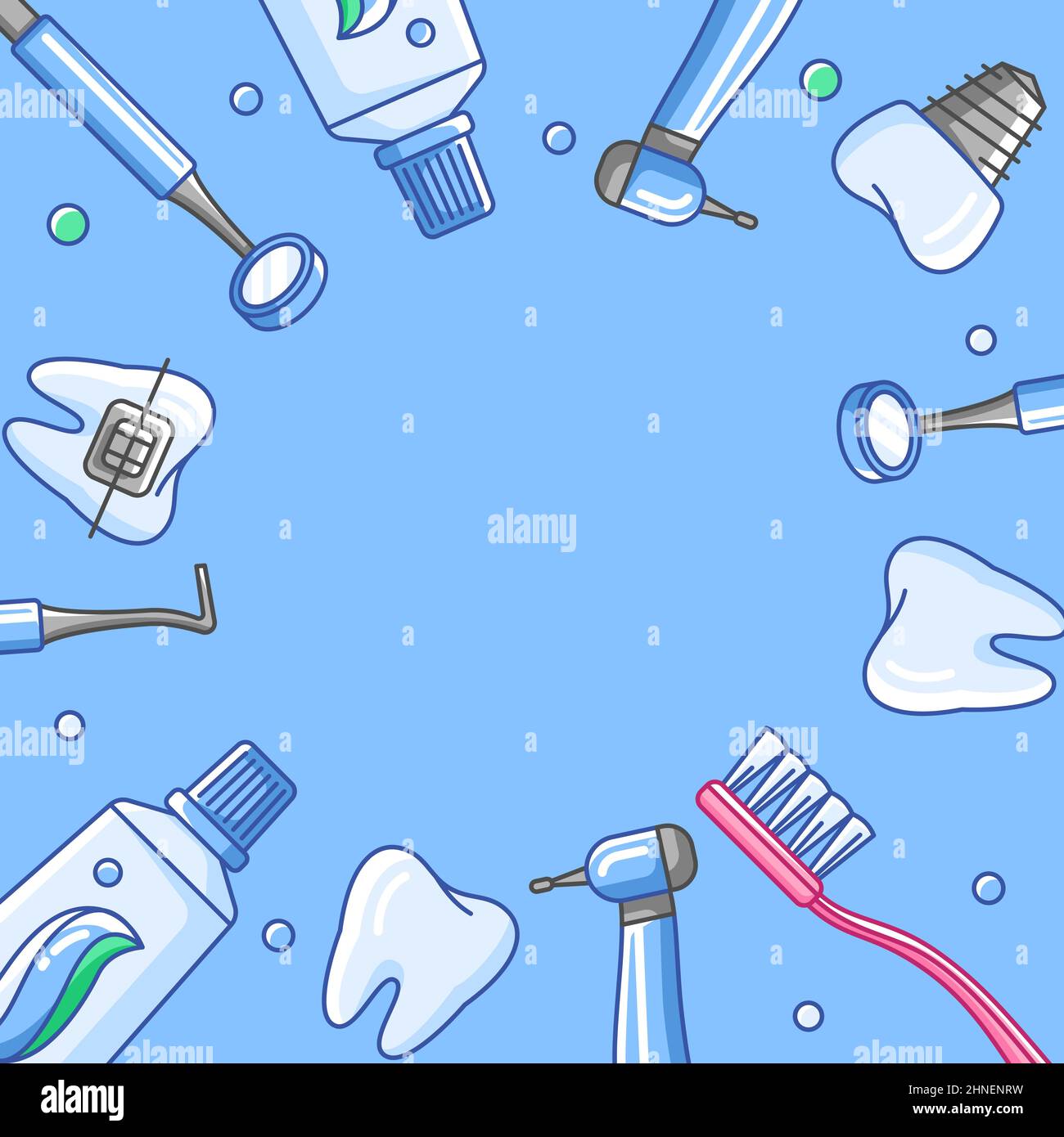 Medical frame with dental equipment icons. Dentistry and health care ...