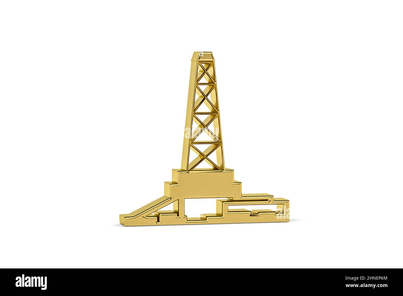 Golden 3d oil rig icon isolated on white background - 3d render Stock ...