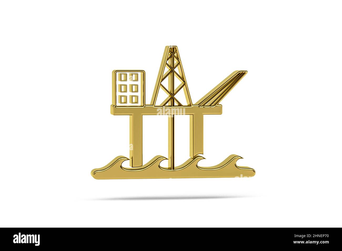 Golden 3d oil rig icon isolated on white background - 3d render Stock ...
