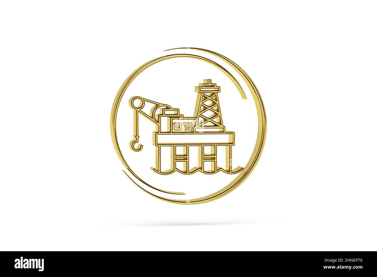 Golden 3d oil rig icon isolated on white background - 3d render Stock ...