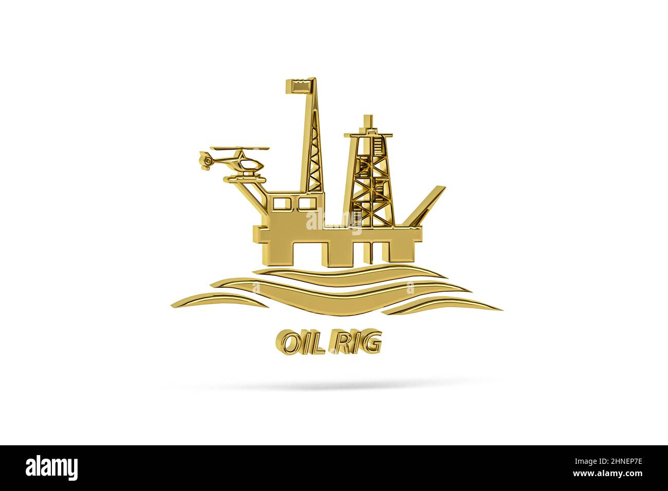 Golden 3d oil rig icon isolated on white background - 3d render Stock ...