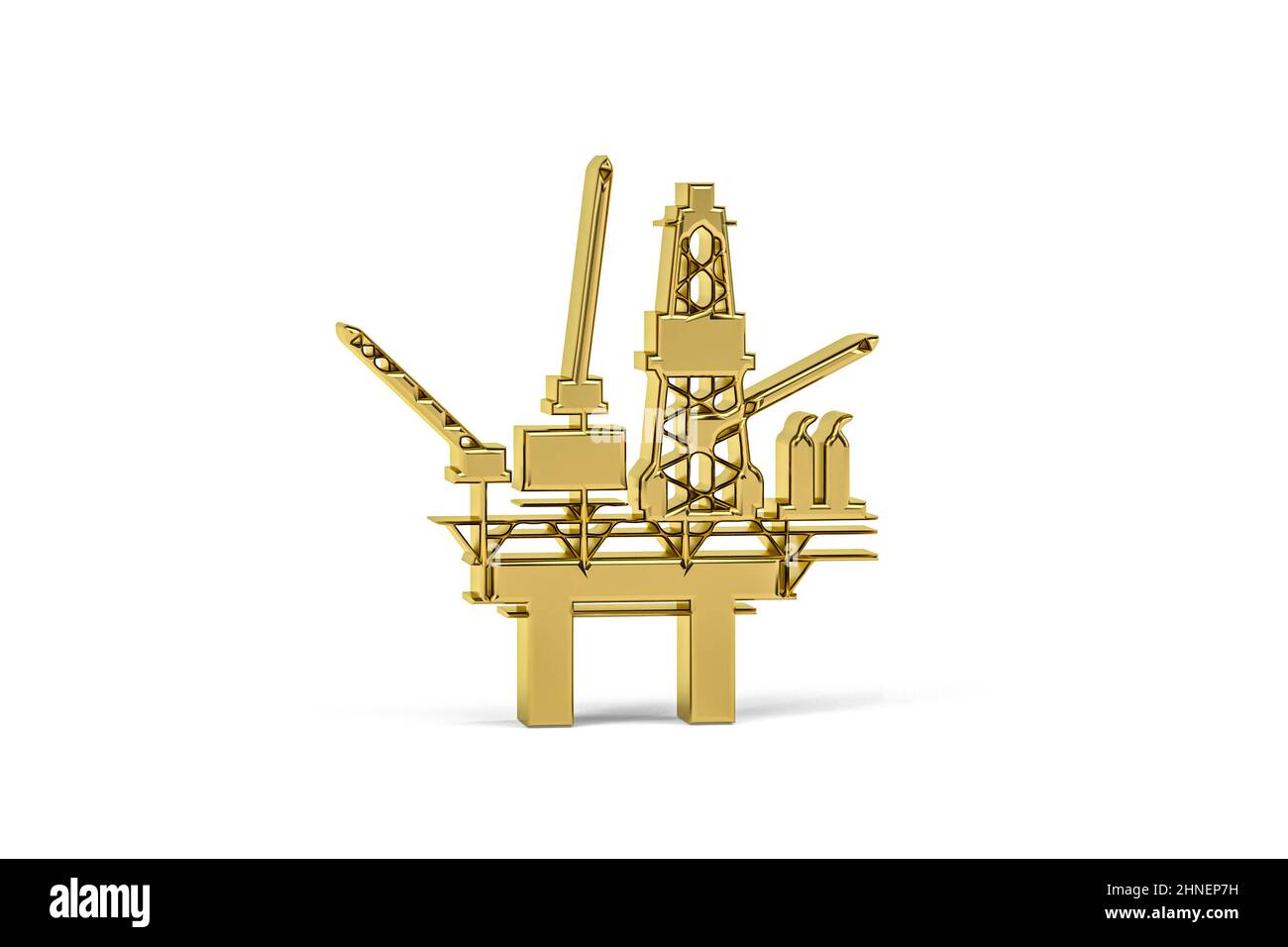 Golden 3d oil rig icon isolated on white background - 3d render Stock ...