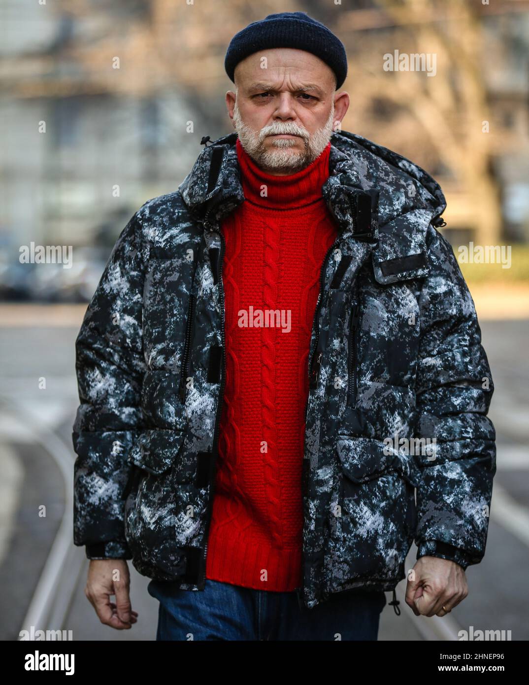 MILAN, Italy- January 16 2022: Massimiliano Meoni on the street in ...