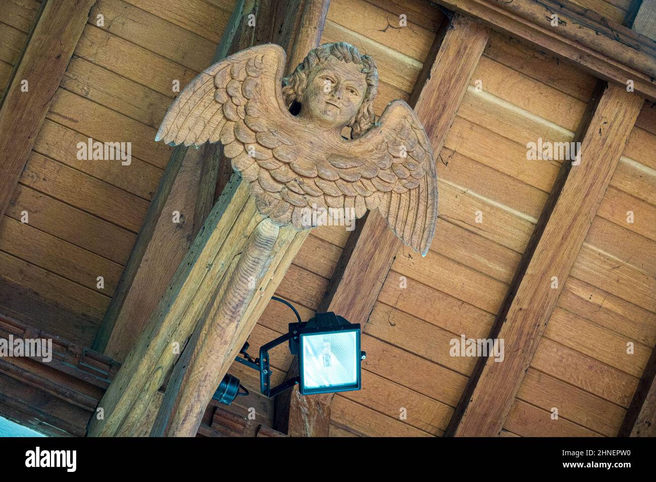 Carved Angel, roof Stock Photo - Alamy