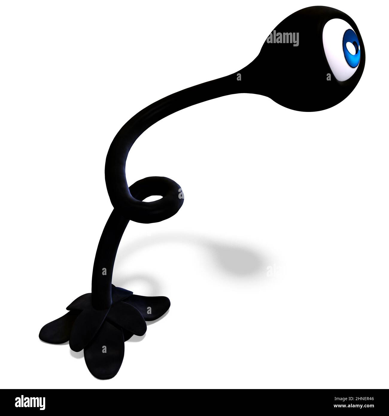 3D-illustration of a cute and funny cartoon eye on a stem. isolated ...