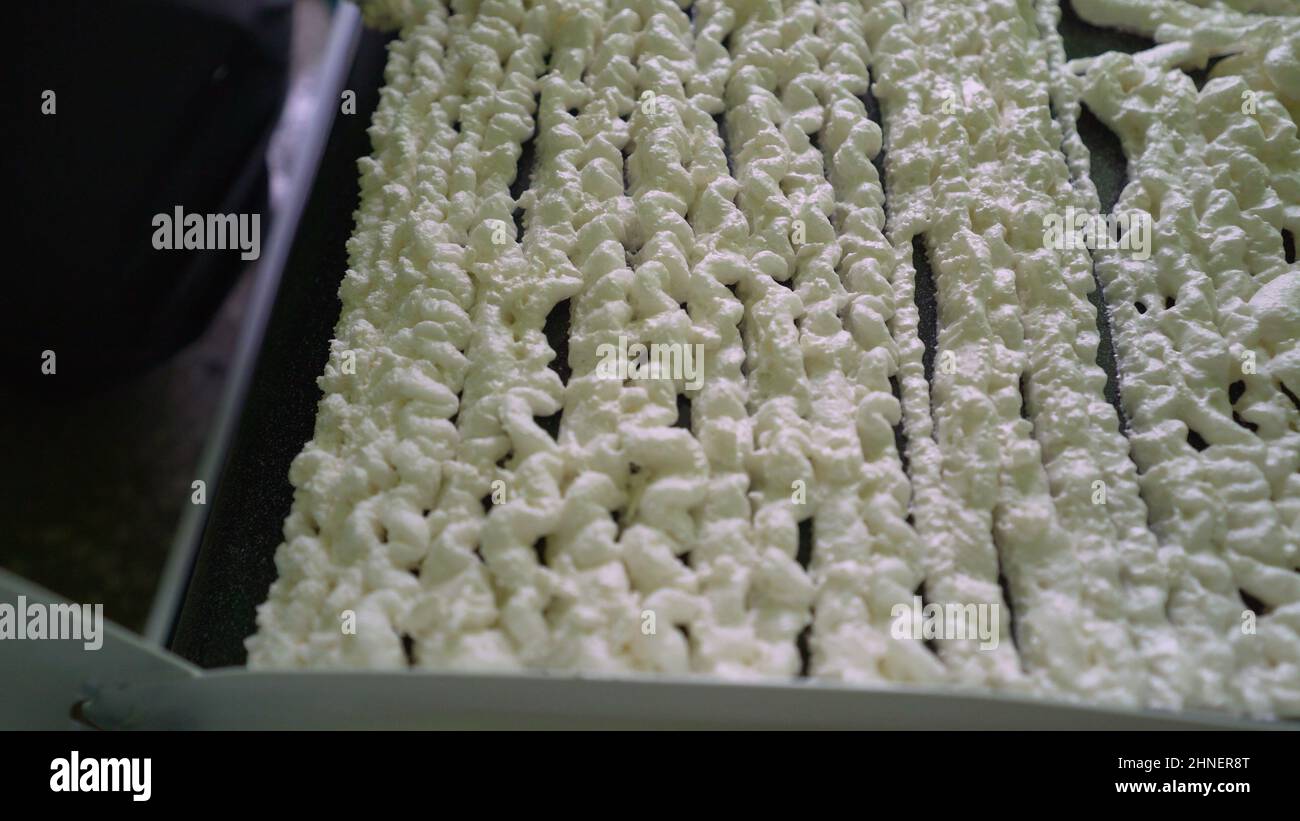 The process of applying polyurethane foam close-up. Foaming the ...
