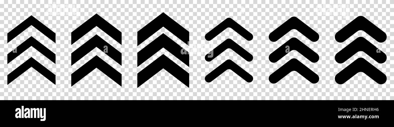 Set of chevron icons. Vector illustration isolated on transparent ...