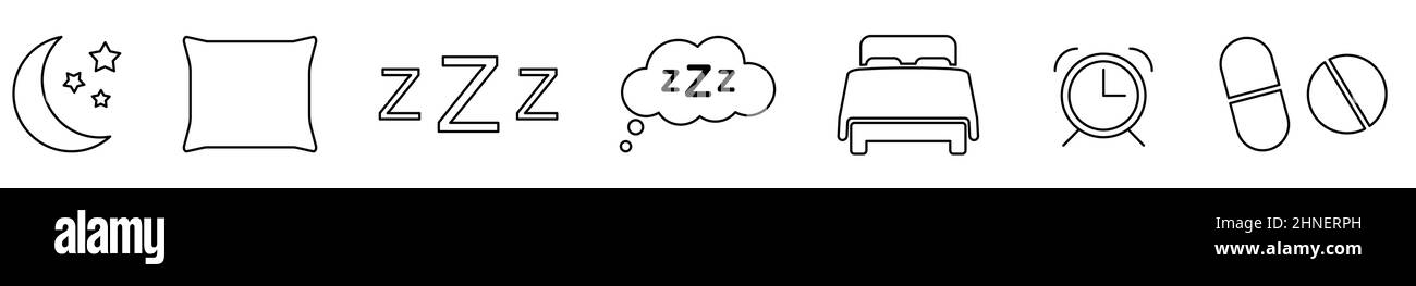 Set of sleep line icons. Vector illustration isolated on white ...