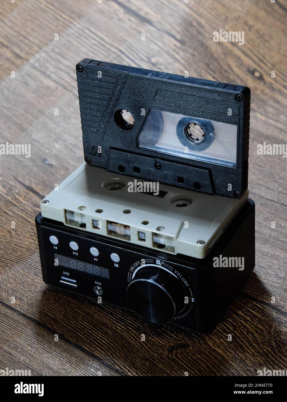 Audio cassette. Retro music medium, compact cassette for tape recorder ...