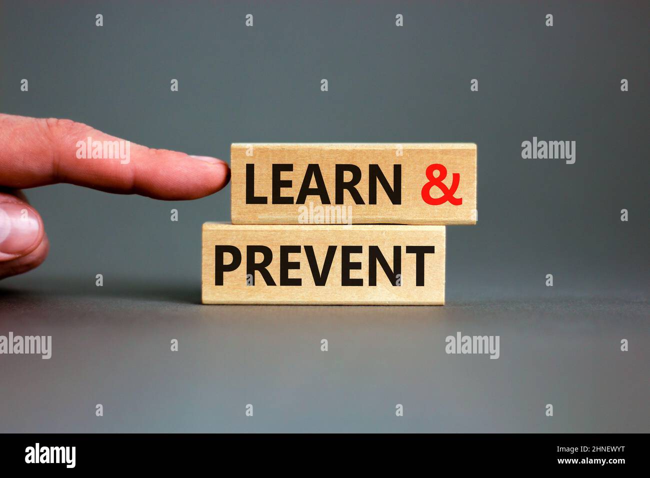 Learn and prevent symbol. Concept words Learn and prevent on wooden ...