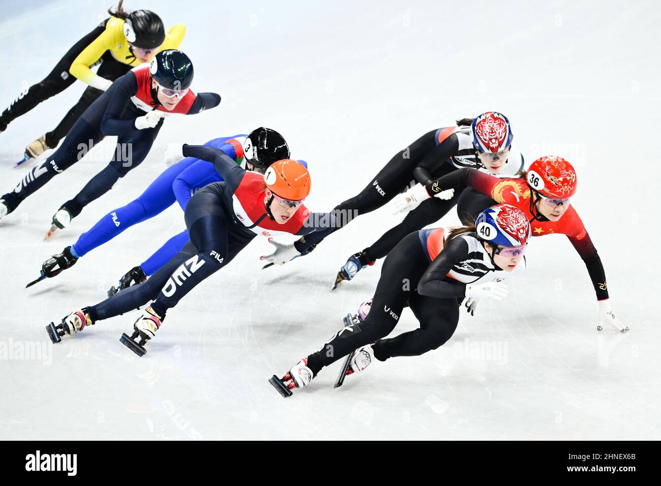 Beijing, China. 16th Feb, 2022. Han Yutong of China (R) and Choi ...