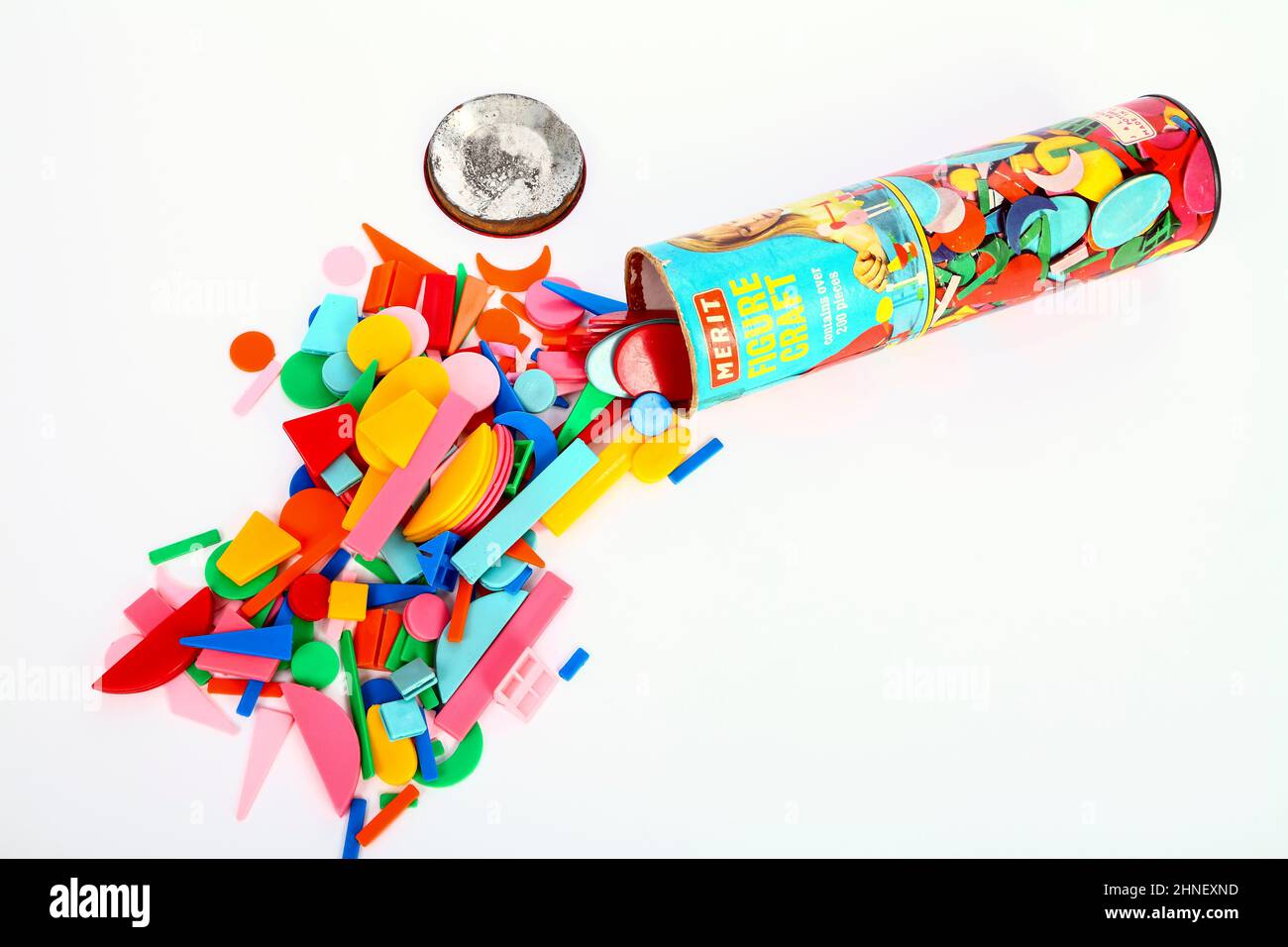 Tube of Merit Figure Craft vintage childhood building toy Stock Photo ...